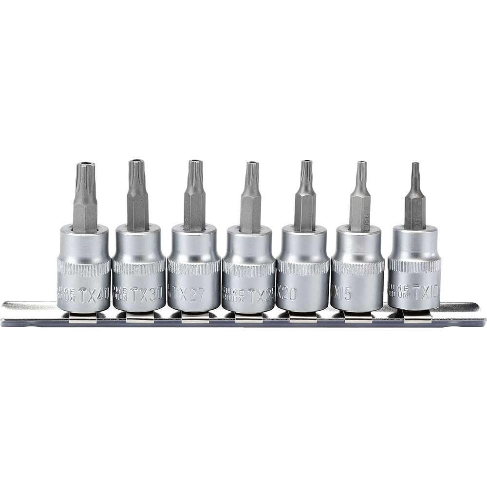 Draper 7 Piece 3/8" Drive Five Lobe Torx Socket Bit Set | Socket Sets