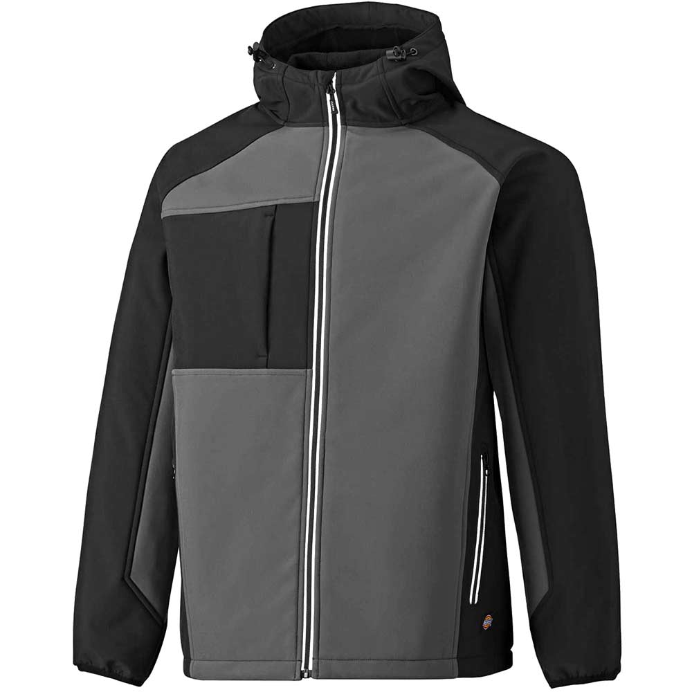 Dickies Mens Two Tone Softshell Jacket Grey Black M