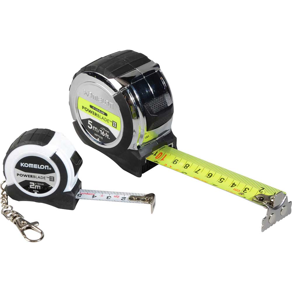 Komelon 2 Piece Powerblade Tape Measure Set Pocket Tape Measures