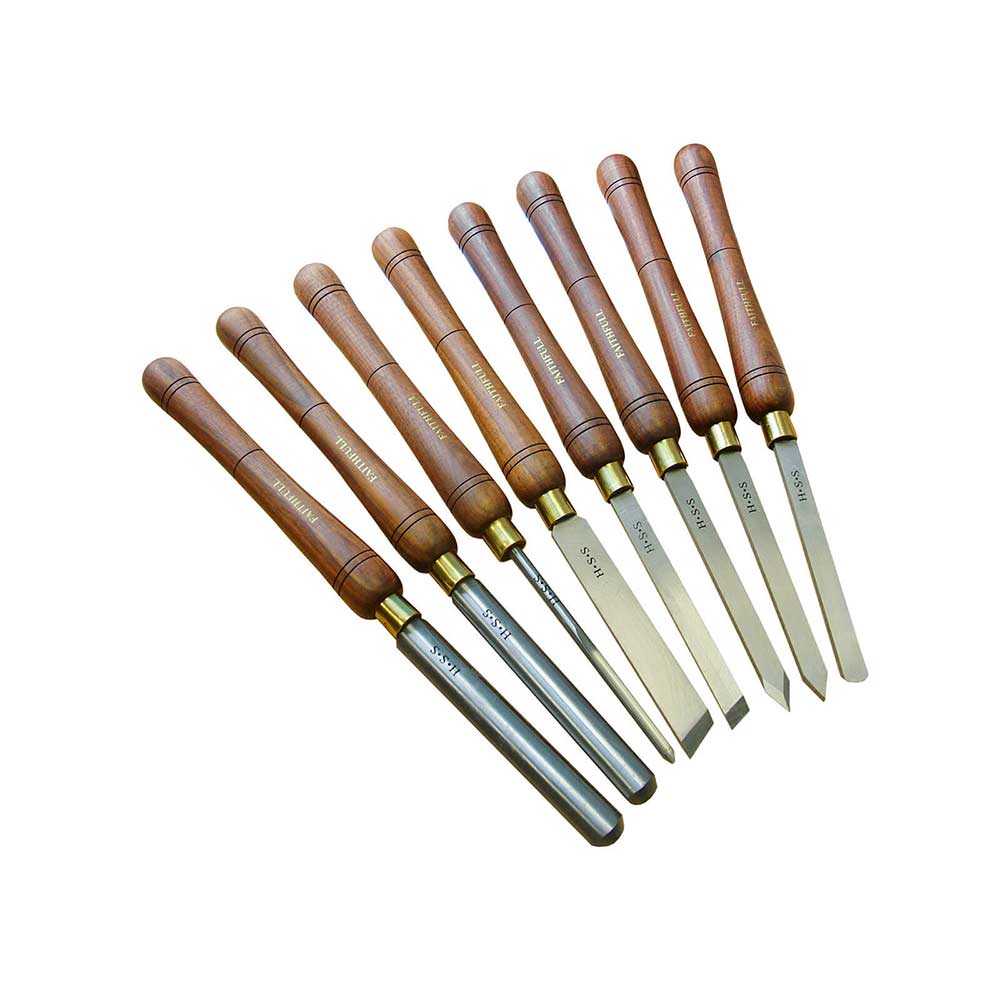 Faithfull 8 Piece HSS Wood Turning Tool Set Turning Sets