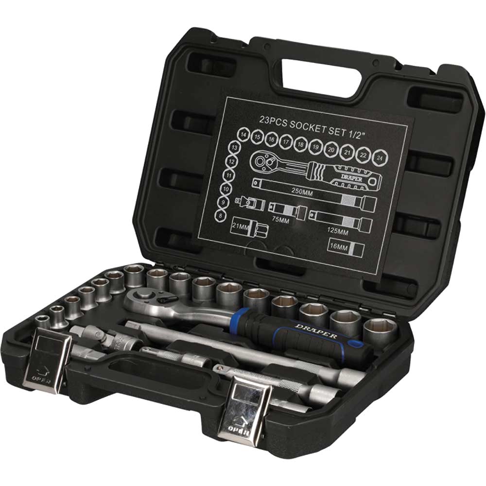 Draper Hi-Torq 23 Piece 1/2" Drive Socket Set Metric | Socket Sets