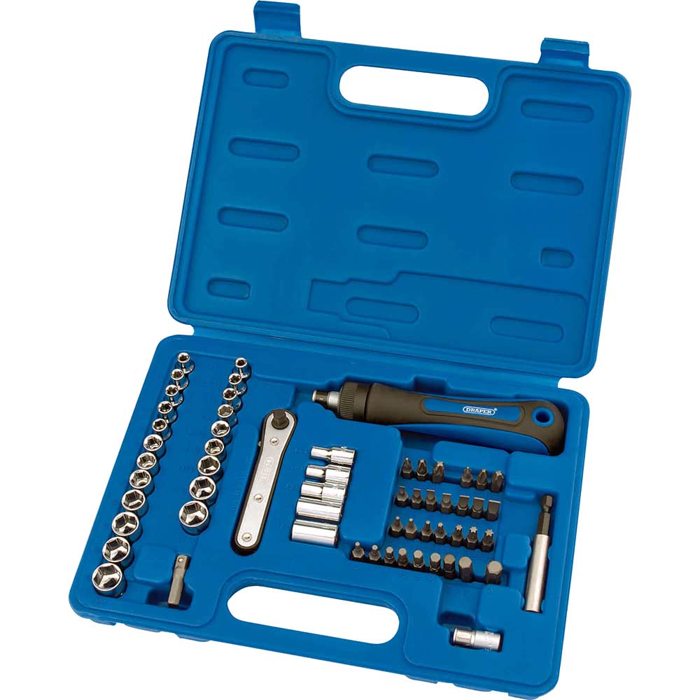 Draper 60 Piece 1/4" Drive Hex Socket and Screwdriver Bit Set | Socket Sets