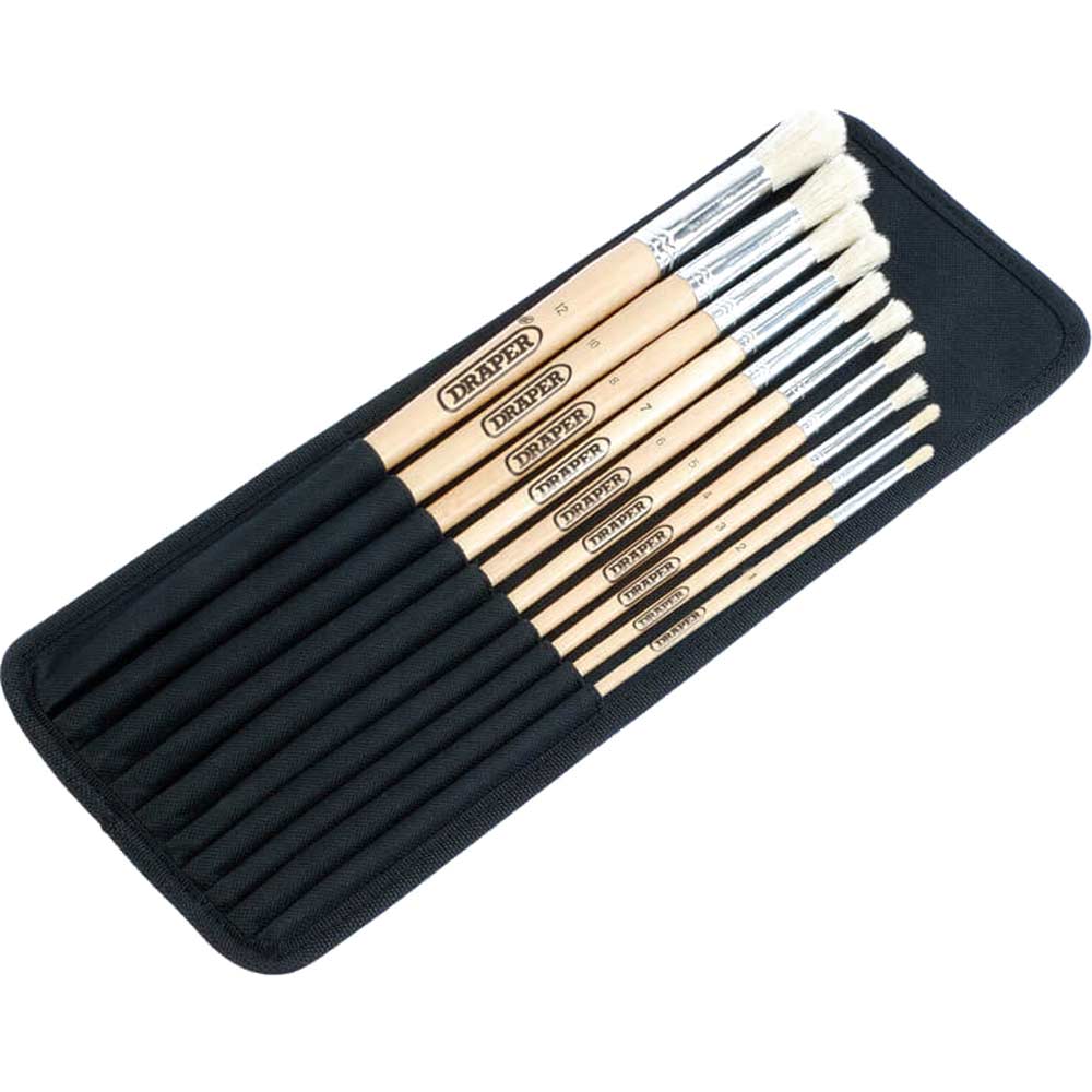 Draper 10 Piece Artists Detail Paint Brush Set | Paint Brushes