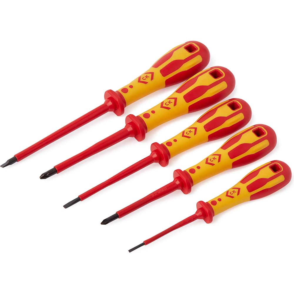CK Dextro 5 Piece VDE Insulated Parallel Slotted & Pozi Screwdriver Set ...
