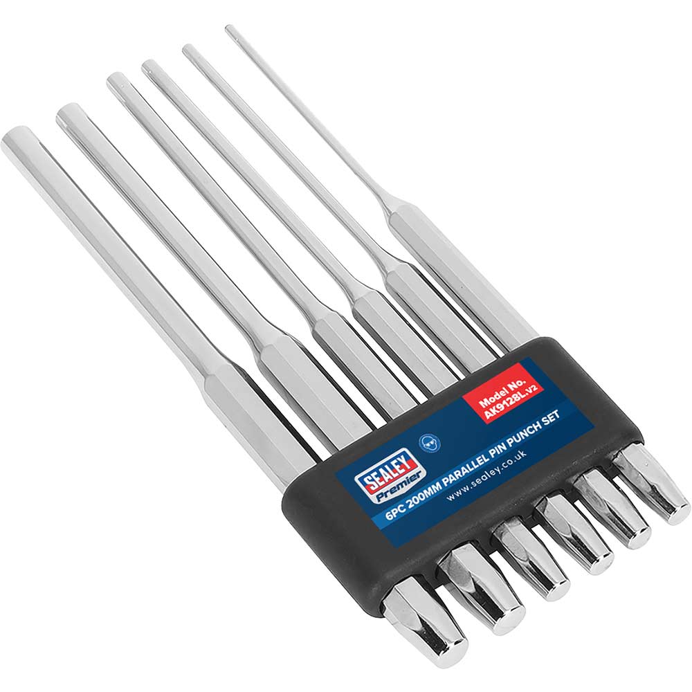Sealey AK9128L 6 Piece Long Parallel Pin Punch Set | Pin Punches