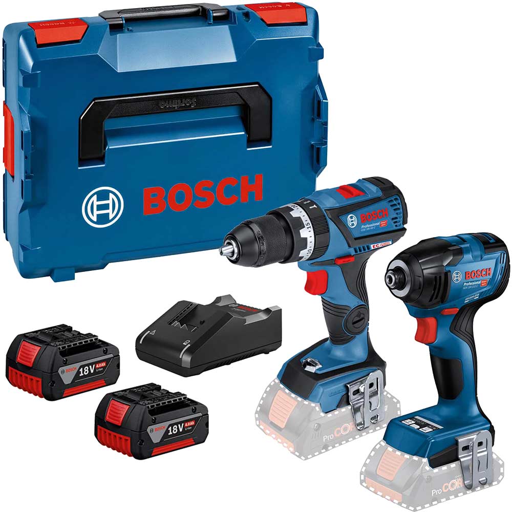 Bosch 18v Cordless Brushless Combi Drill and Impact Driver Kit | Power ...