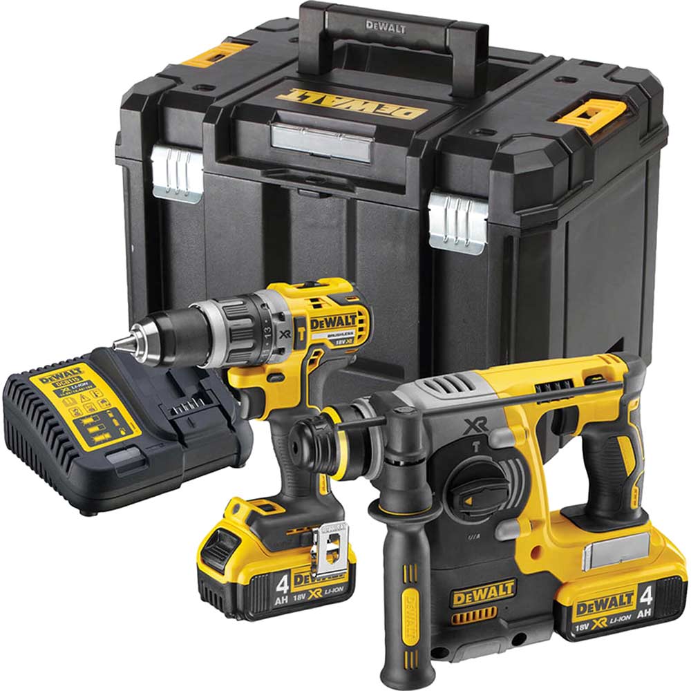 DeWalt DCK2070M2T 18v XR Cordless Brushless SDS and Combi Drill Kit ...