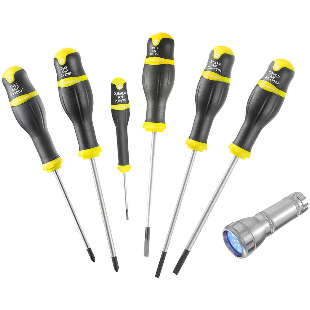 Facom FLUO Series 6 Piece Protwist Screwdriver Set | Screwdrivers