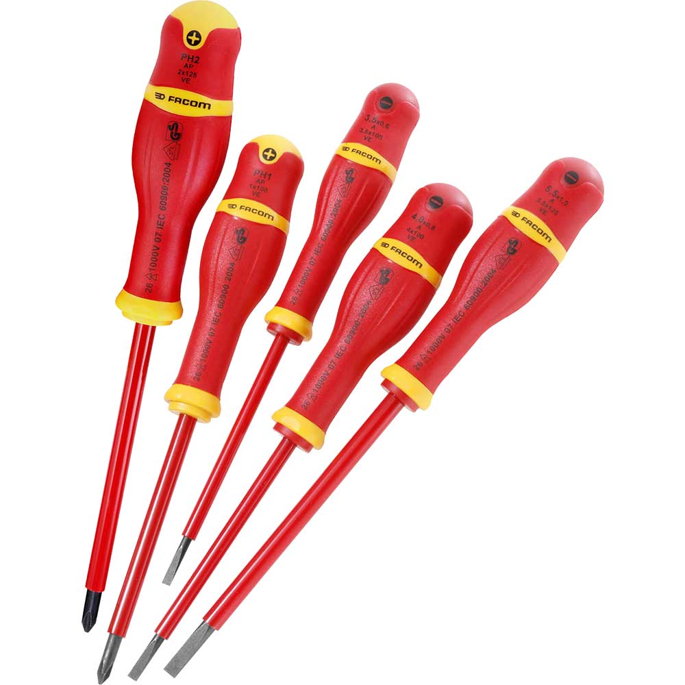 Facom Protwist 5 Piece Insulated Slotted and Phillips Screwdriver Set ...