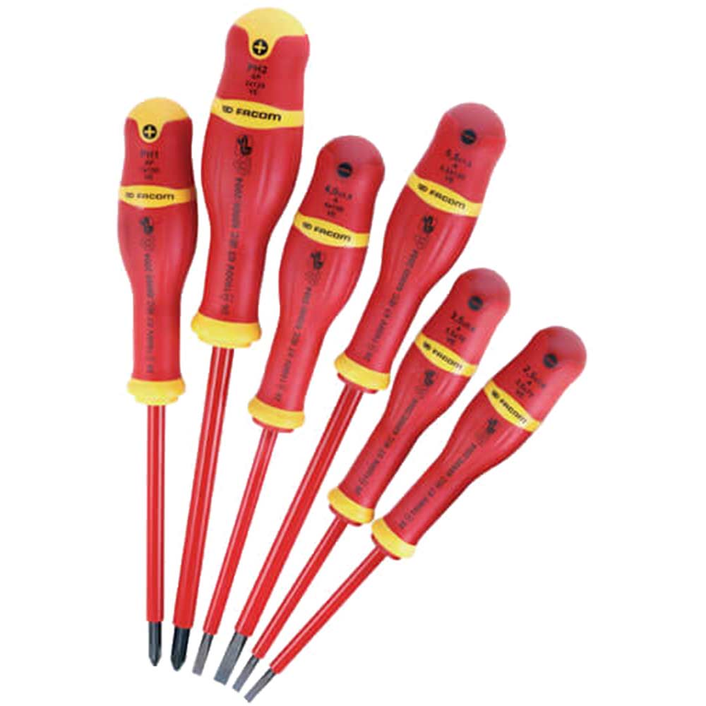 Facom Protwist 6 Piece Insulated Slotted and Phillips Screwdriver Set ...