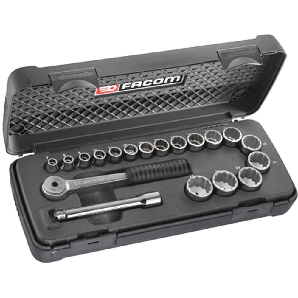 Facom 19 Piece 3/8" Drive Bi Hex Socket Set Metric | Socket Sets