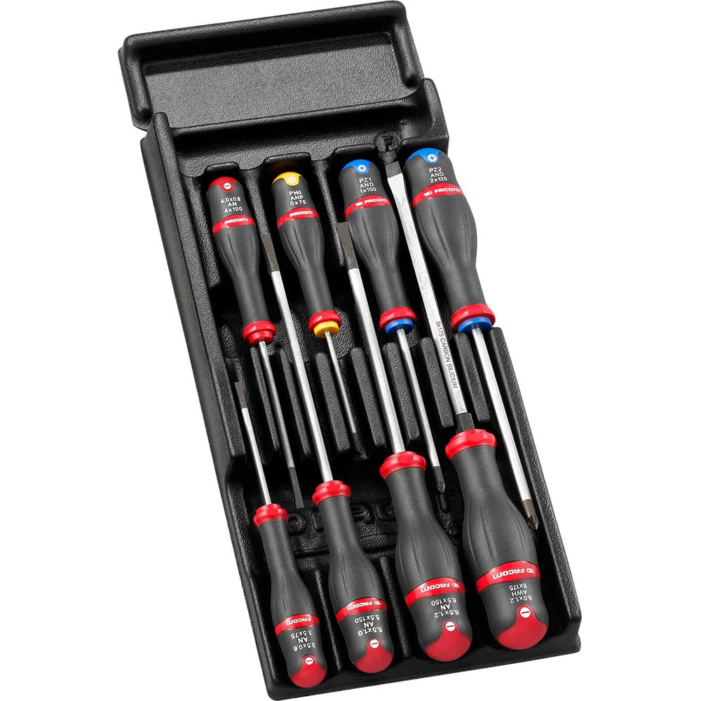 Facom Protwist 8 Piece Slotted and Pozi Screwdriver Set in Module Tray ...