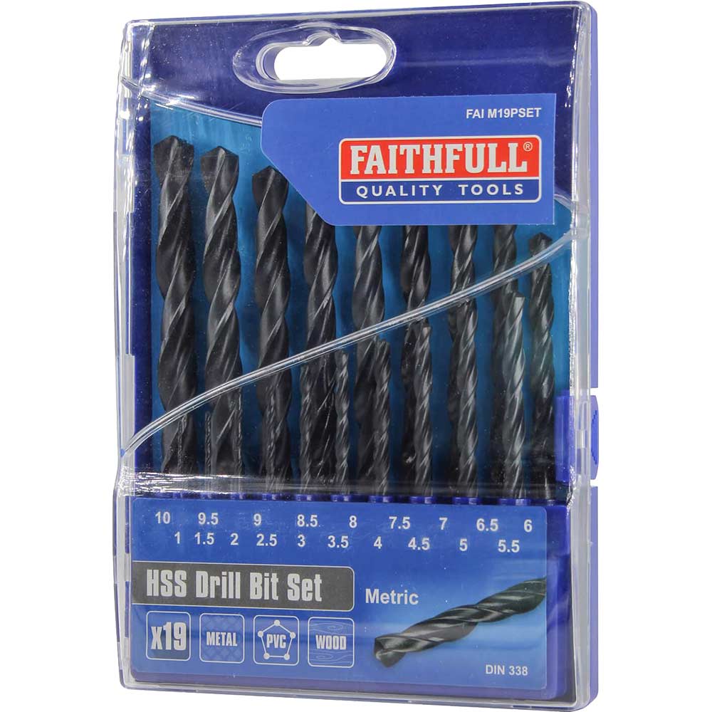 Faithfull 19 Piece HSS Drill Bit Set | HSS Drill Bits