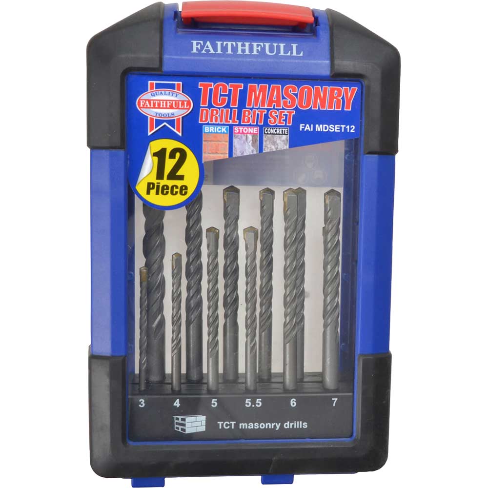 Faithfull 12 Piece Masonry Drill Bit Set | Masonry Drill Bits