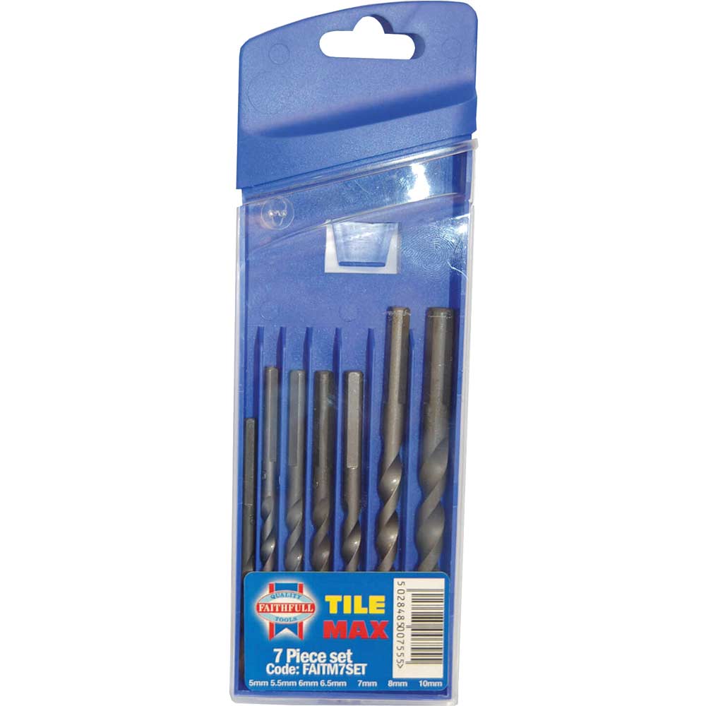 Faithfull 7 Piece Tile Max Porcelain Tile Drill Bit Set | Glass & Tile ...