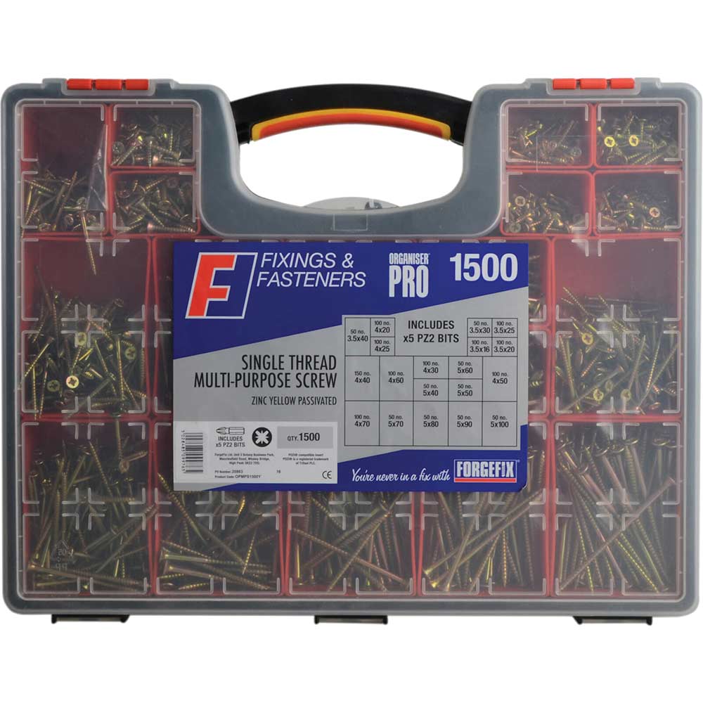Forgefix 1500 Piece Multi Purpose Screw Assortment | Assorted Fixings