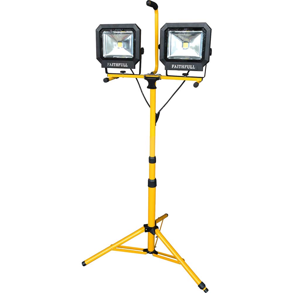 Faithfull Twin COB LED Site Work Lights Adjustable Tripod | Work Lights