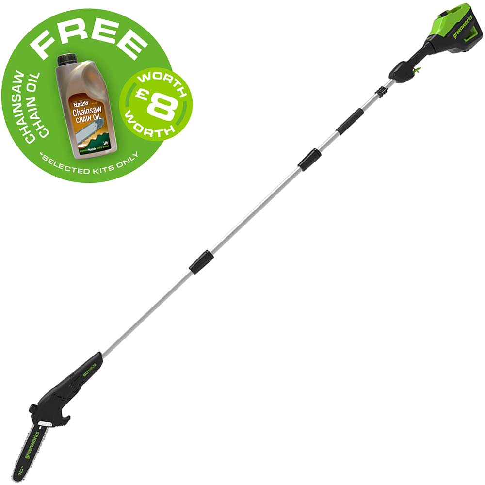 Greenworks GD60PS25 60v Cordless Brushless Pole Tree Pruner 250mm ...
