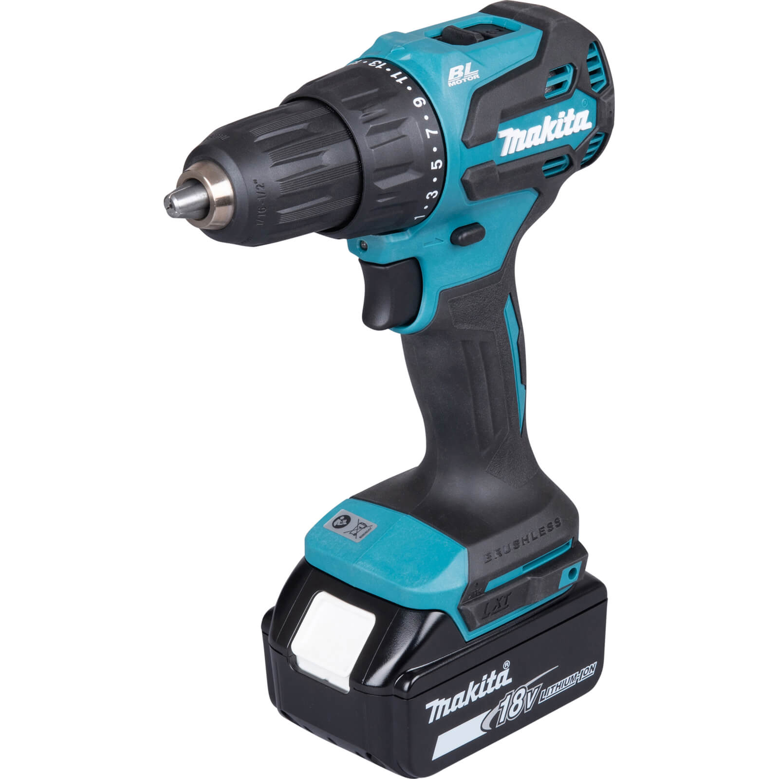 Makita Dhp490 18v Lxt Cordless Brushless Combi Drill Combi Drills