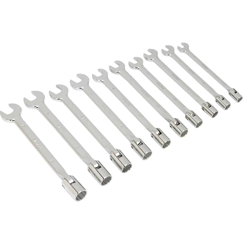 Siegen 10 Piece Flexible Socket Head and Open End Spanner Set Metric ...