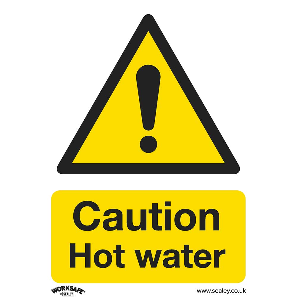 Sealey Rigid Plastic Caution Hot Water Sign | Safety & Warning Signs