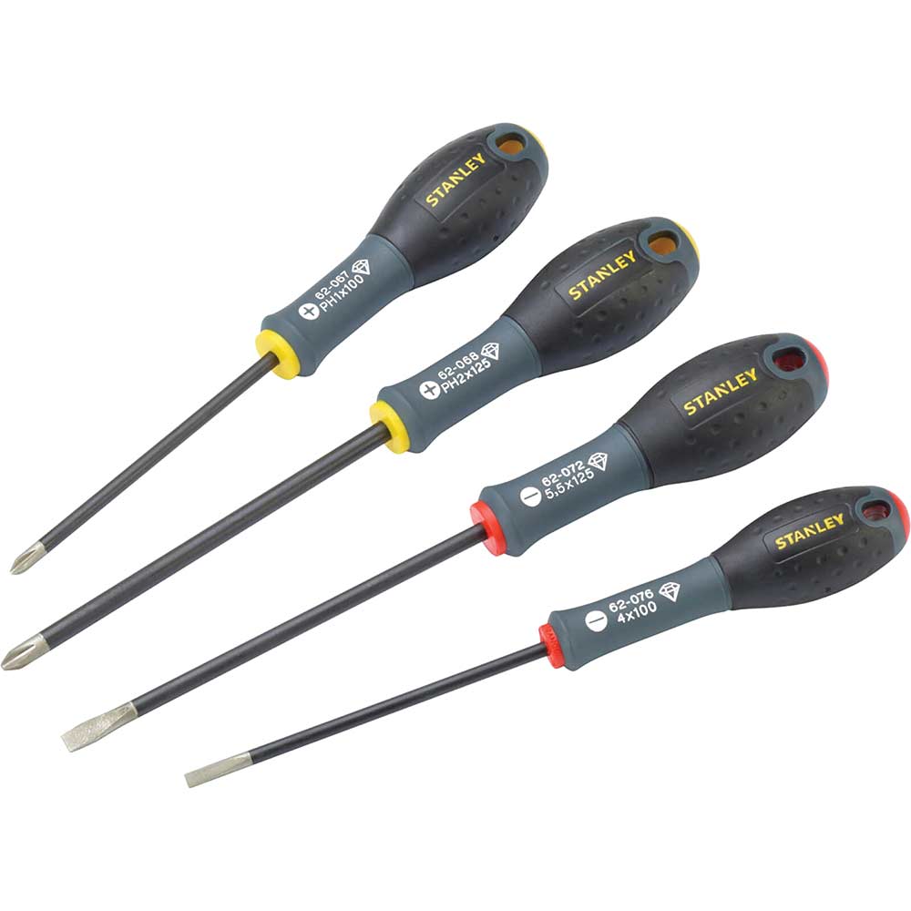 Stanley 4 Piece Diamond Tip Phillips and Slotted Screwdriver Set ...