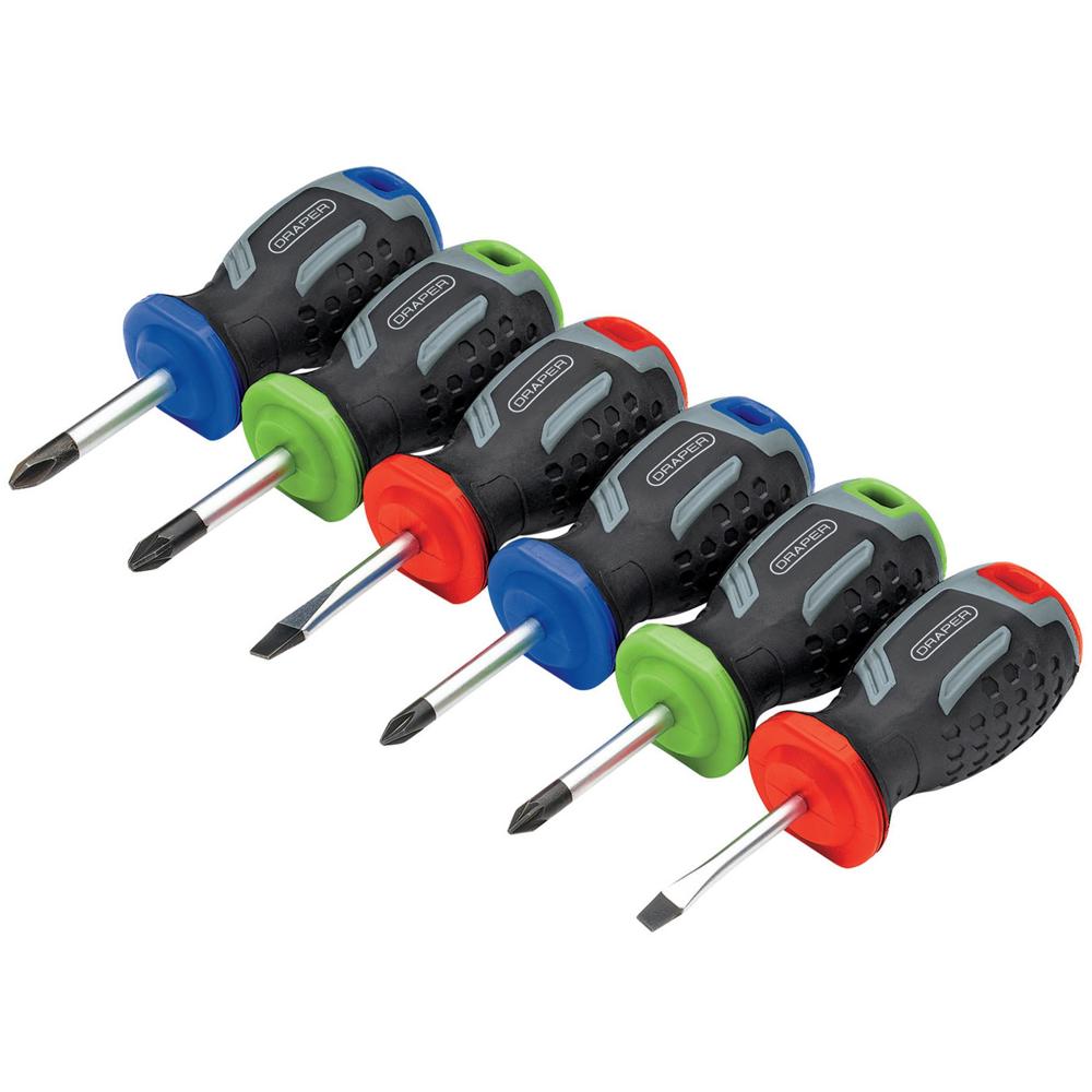 Draper 6 Piece Soft Grip Stubby Screwdriver Set | Screwdrivers