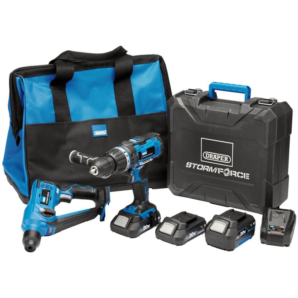 Draper Storm Force 2 Piece 20v Cordless Ultimate Power Tool Kit | Power ...