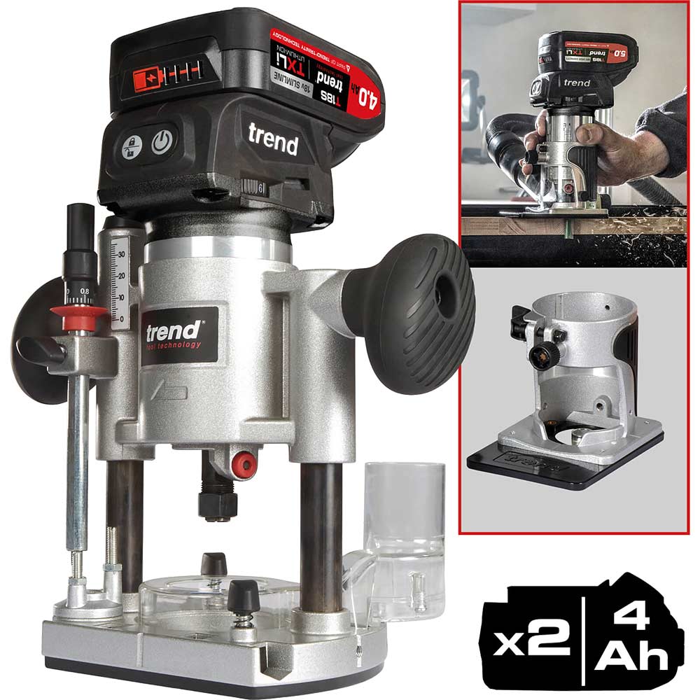 Trend T18S/R14K 18v Cordless 1/4" Brushless Router | Laminate & Wood ...